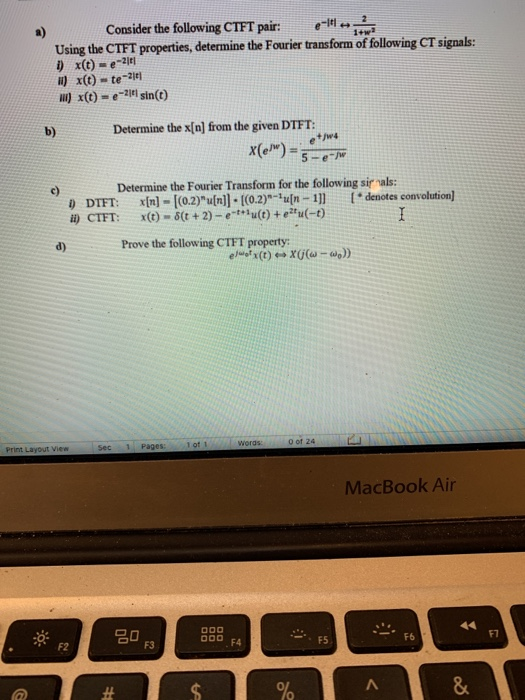 Solved Consider the following CTFT pair: ". Using the CTFT | Chegg.com