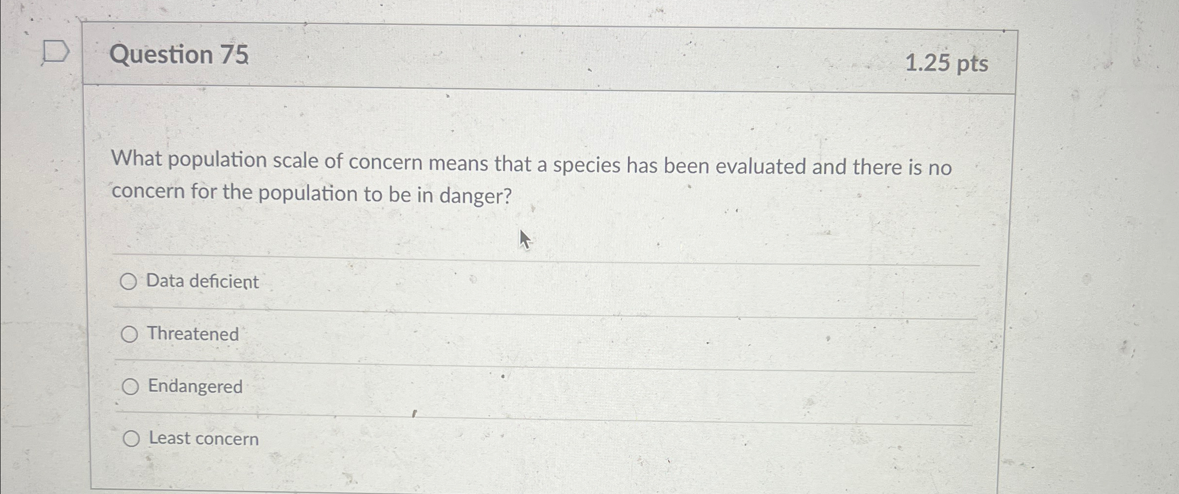 Solved Question 751.25ptsWhat population scale of concern | Chegg.com
