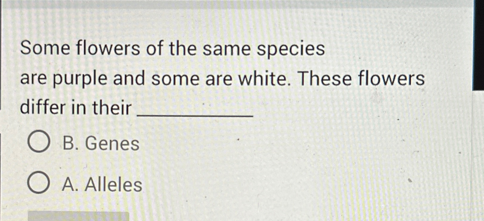 Solved Some flowers of the same species are purple and some | Chegg.com