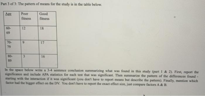 Solved Part 3 of 3: The patter of means for the study is in | Chegg.com