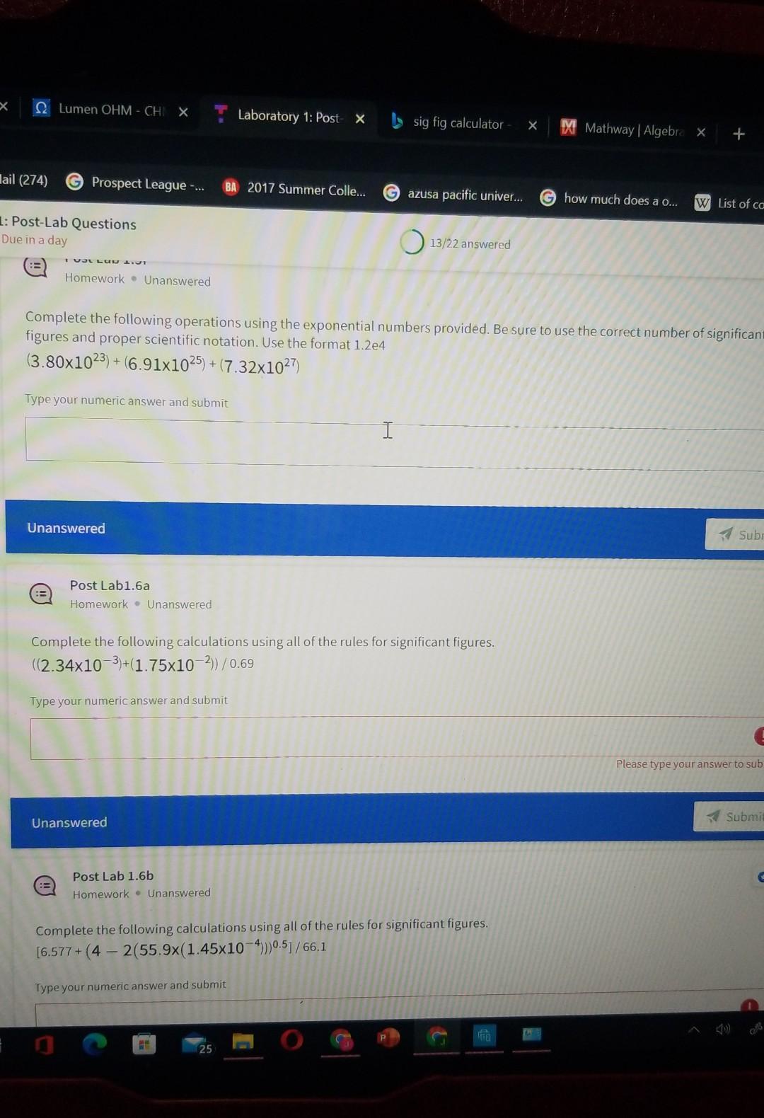 Solved 12 Lumen OHM - CHI X Laboratory 1: Post x sig fig | Chegg.com