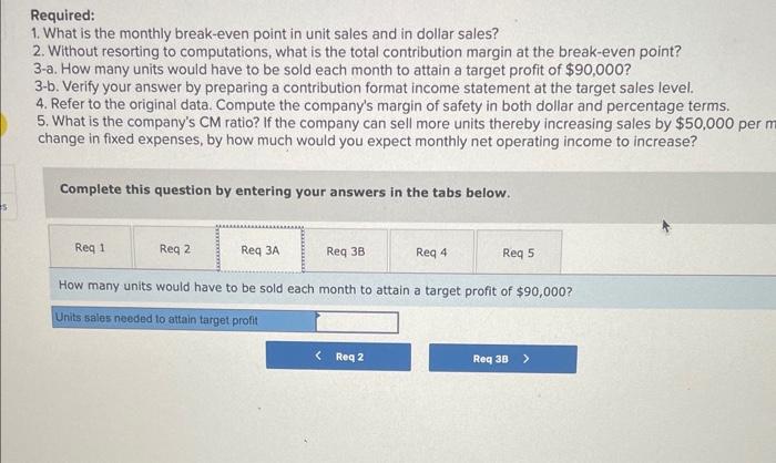 Solved Exercise 6-18 (Static) Break-Even and Target Profit | Chegg.com