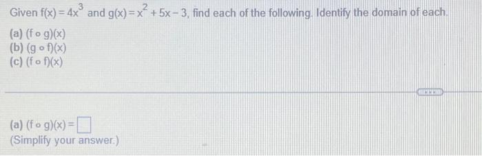 Solved Given the function g(x)=5x+4, evaluate each of the | Chegg.com