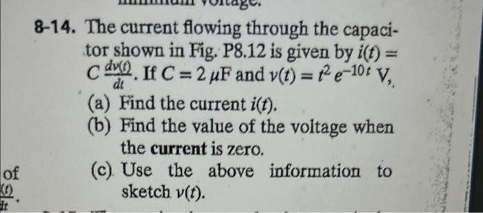 8-14. The current flowing through the capacitor shown | Chegg.com