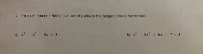 Solved for each function find all values of x where the | Chegg.com