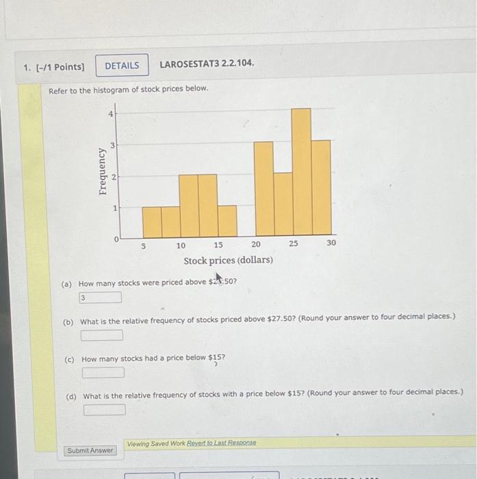 Solved Refer to the histogram of stock prices below. (a) How | Chegg.com