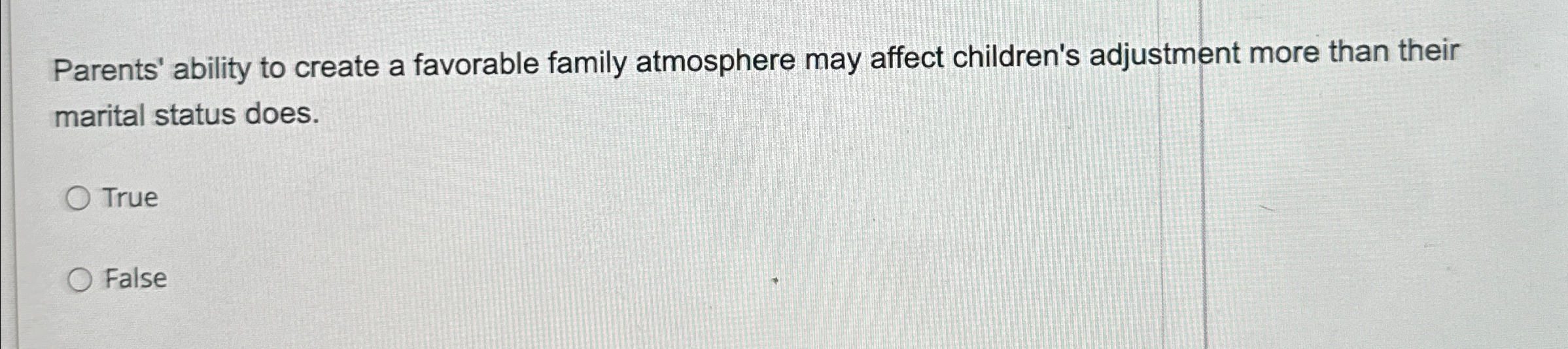 Solved Parents' ability to create a favorable family | Chegg.com