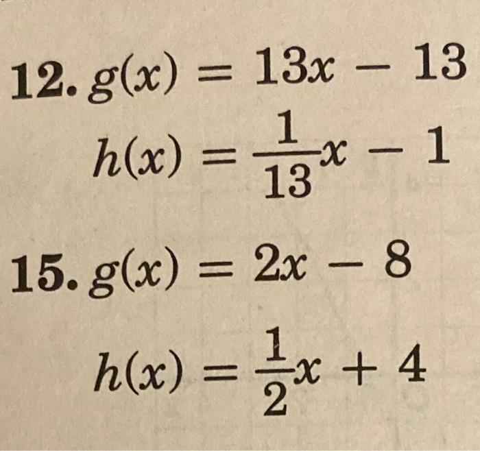 Solved Determine whether each pair of functions are inverse | Chegg.com