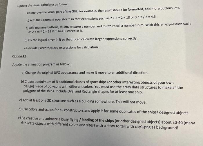 Update the visual calculator as follow: a) Improve | Chegg.com