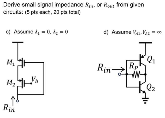 Solved Derive small signal impedance Rin , ﻿or Rout ﻿from | Chegg.com