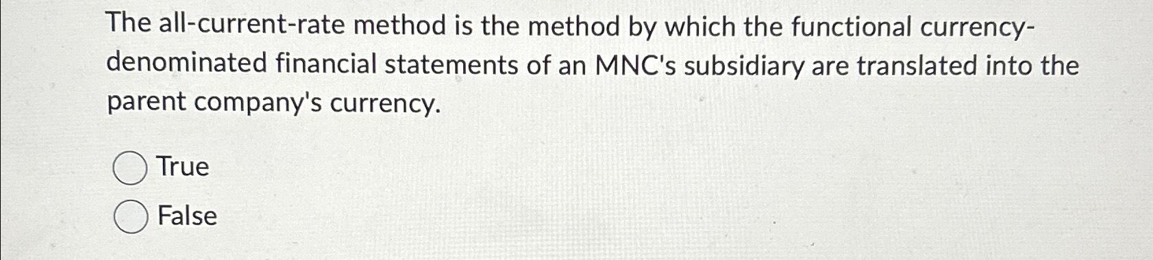 Solved The all-current-rate method is the method by which | Chegg.com