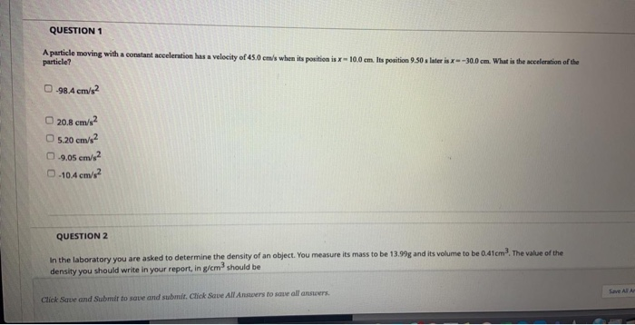 Solved QUESTION 1 A particle moving with a constant | Chegg.com