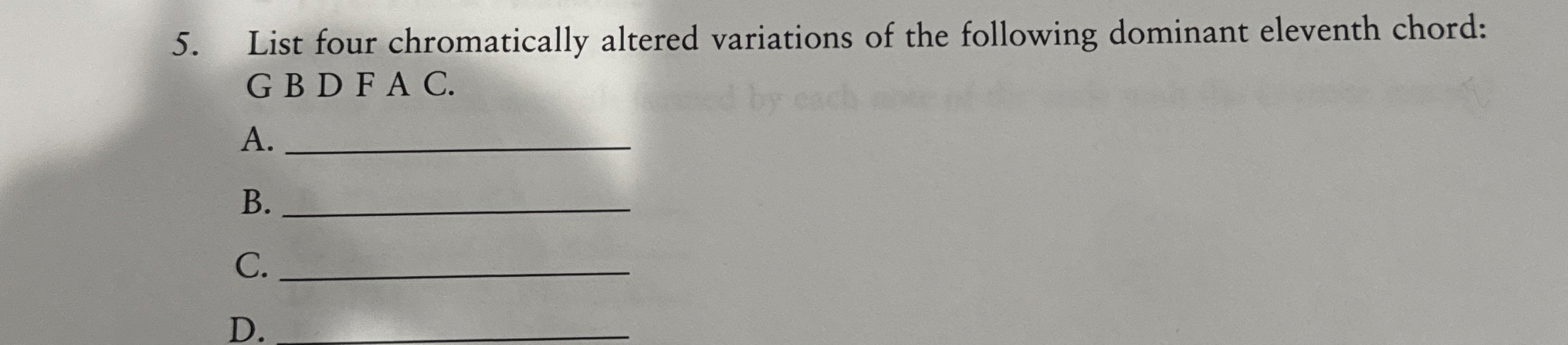 Solved List four chromatically altered variations of the | Chegg.com