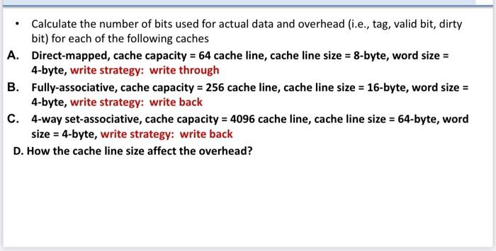Solved Calculate the number of bits used for actual data and | Chegg.com