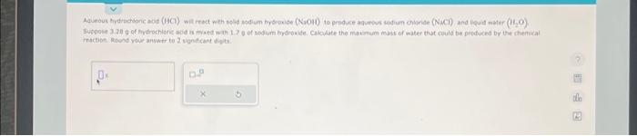 Solved Aqueous hydrochloric acid (HCI) will react with solid | Chegg.com