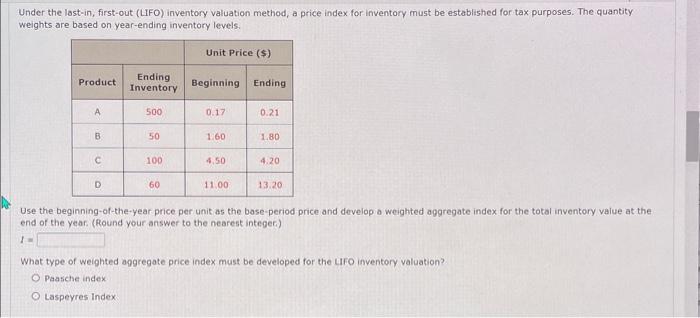 Solved Under the last-in, first-out (LIFO) inventory | Chegg.com