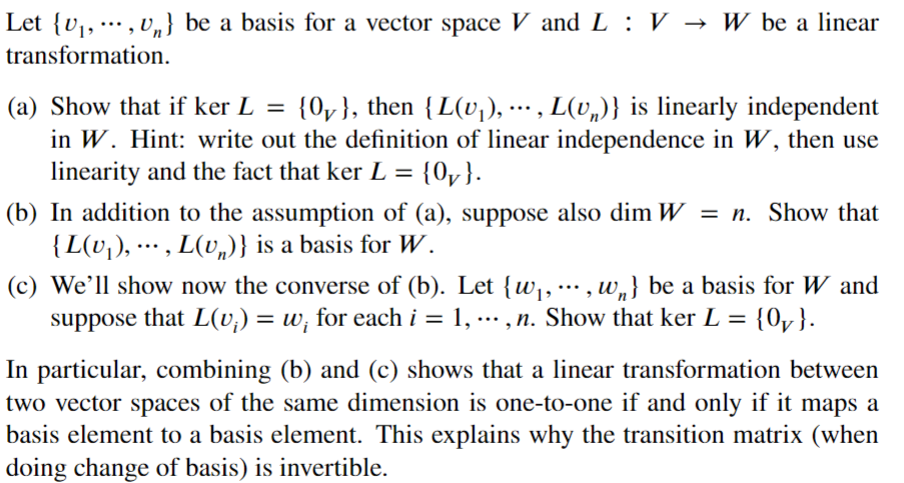 Solved Let {v1,cdots,vn} ﻿be a basis for a vector space V | Chegg.com