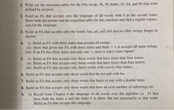 Solved 1. Write out the transition tables for the FAs on pp. | Chegg.com