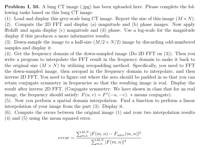 Solved Problem I 50 ﻿a Lung Ct Image ﻿has Been 