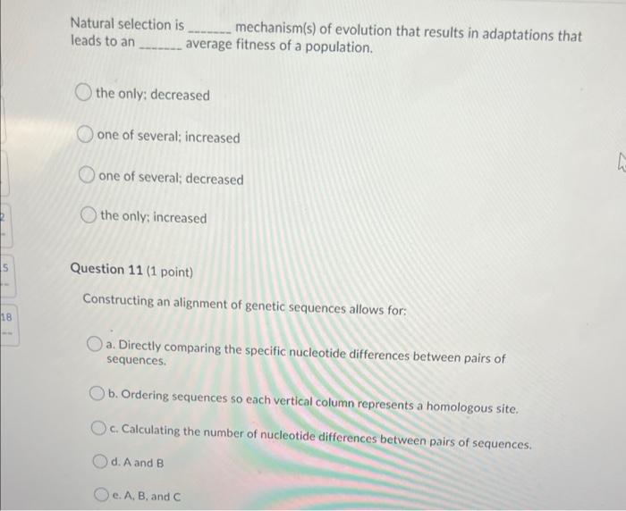 Solved Natural selection is mechanism(s) of evolution that | Chegg.com