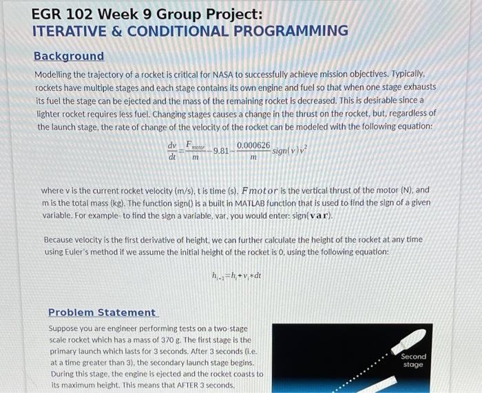 EGR 102 Week 9 Group Project: ITERATIVE \& | Chegg.com