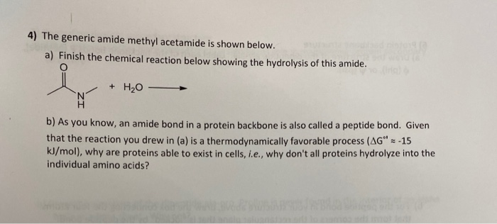 Solved 4) The generic amide methyl acetamide is shown below. | Chegg.com