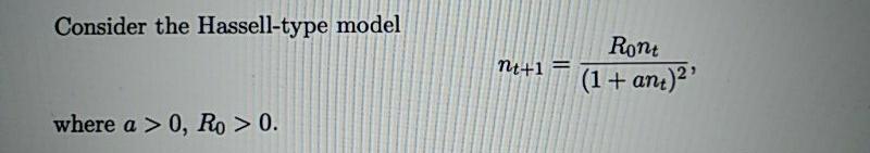 Consider the Hassell-type model Ront nt+1 = (1 + | Chegg.com