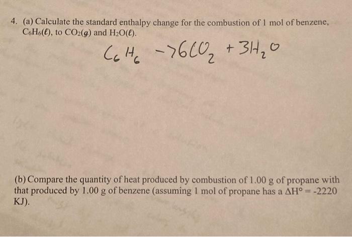 Solved 4. (a) Calculate the standard enthalpy change for the | Chegg.com