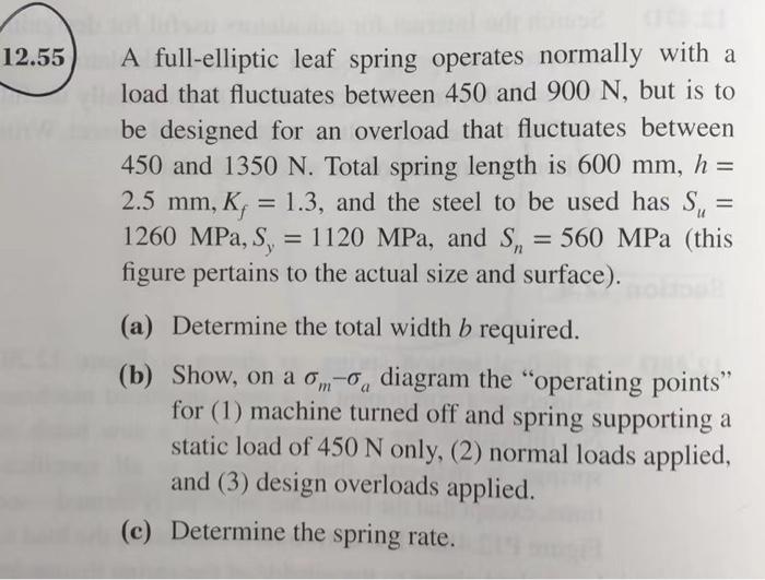 12.55 A full-elliptic leaf spring operates normally | Chegg.com