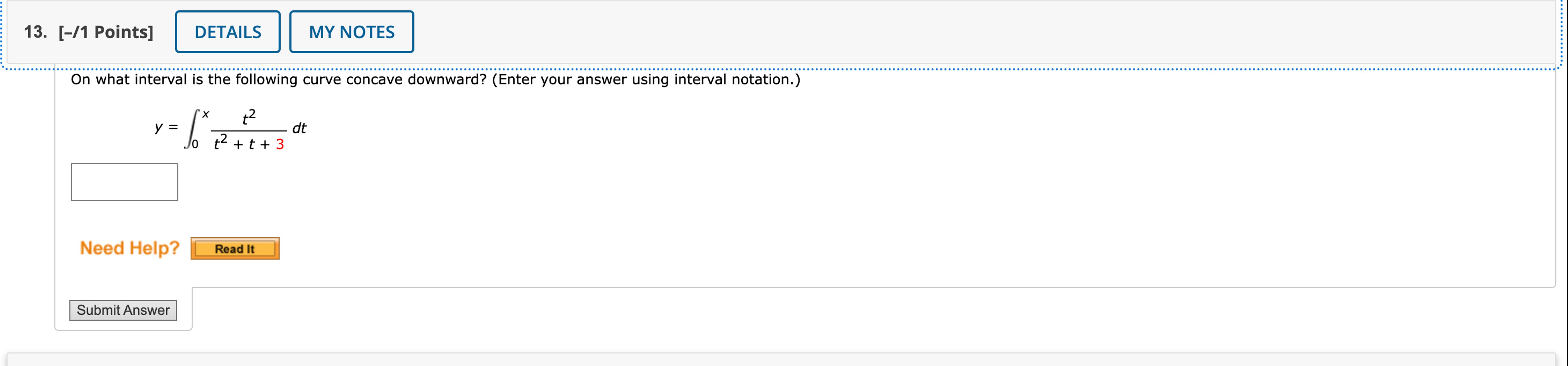 Solved [-/1 ﻿Points]On what interval is the following curve | Chegg.com