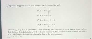Solved ( 10 ﻿points) ﻿Suppose that x ﻿is a discrete random | Chegg.com