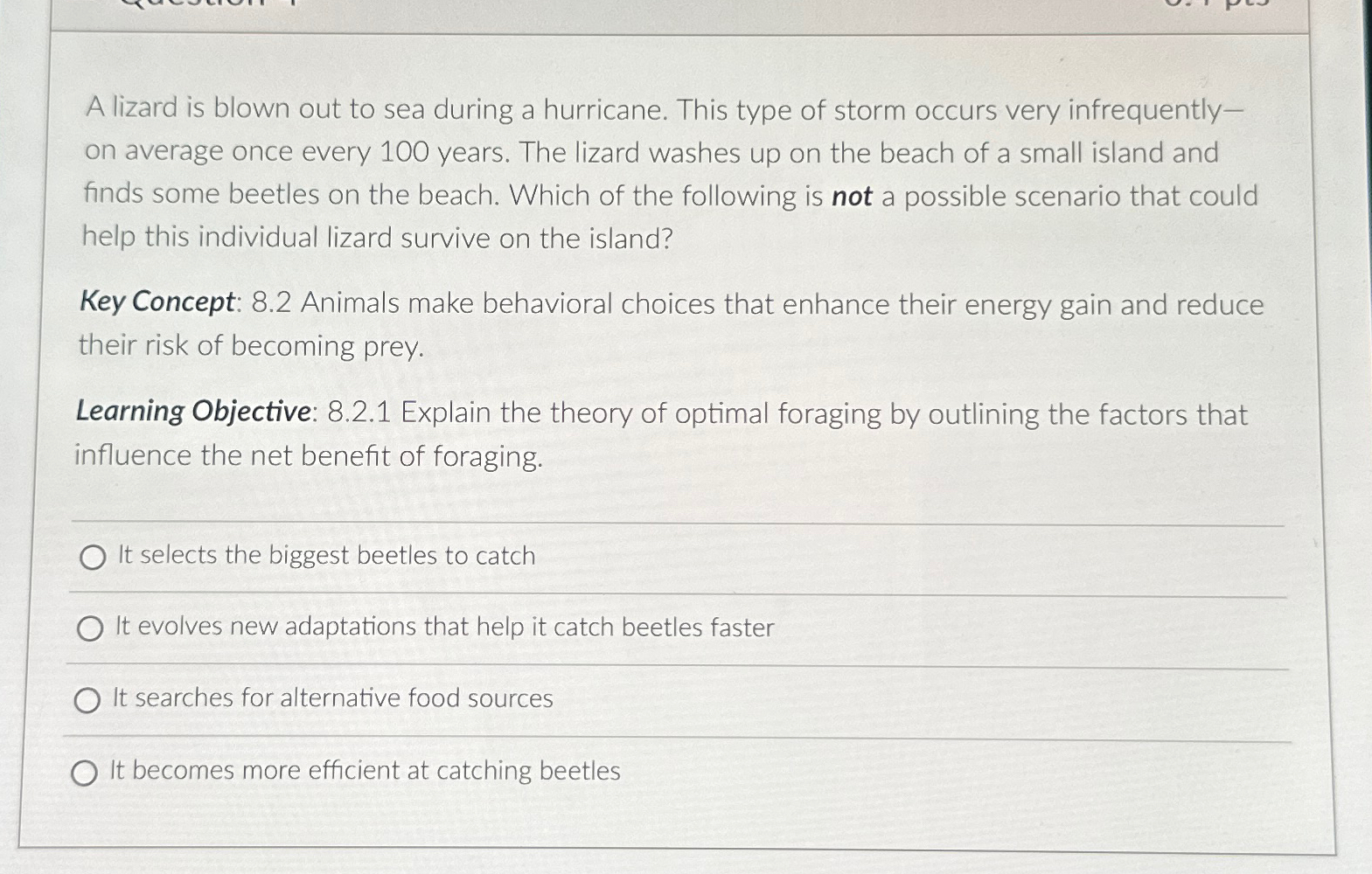 Solved A lizard is blown out to sea during a hurricane. This | Chegg.com