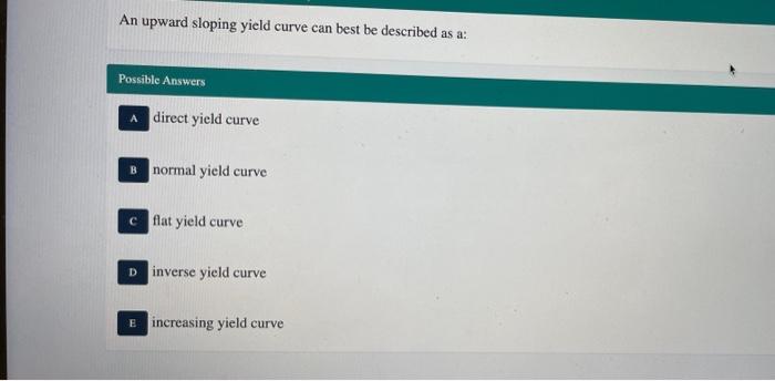 Solved An upward sloping yield curve can best be described | Chegg.com Solved An upward sloping yield curve can best be described | Chegg.com