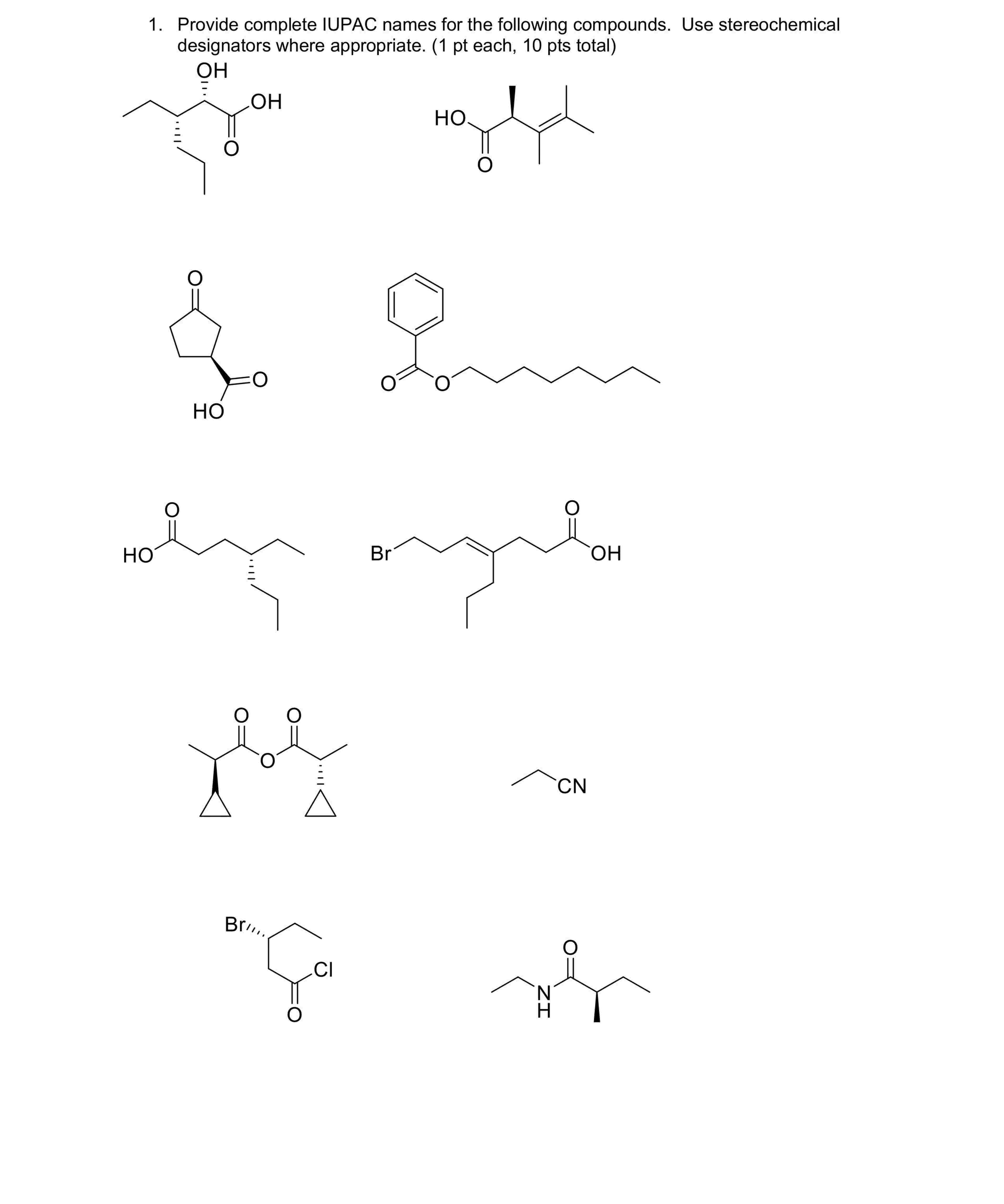 Provide complete IUPAC names for the following | Chegg.com