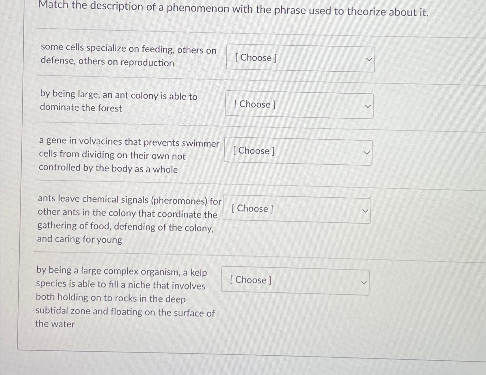 Solved Match the description of a phenomenon with the phrase | Chegg.com
