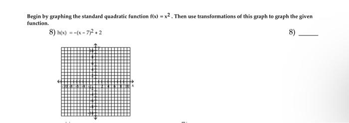 Solved Begin by graphing the standard quadratic function | Chegg.com