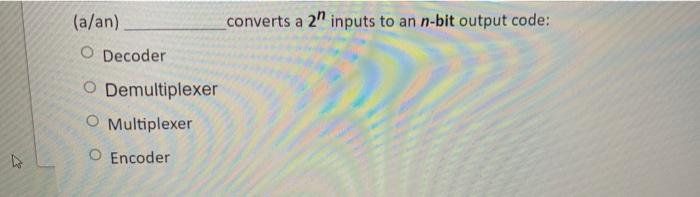 Solved converts a 2" inputs to an n-bit output code: (a/an) | Chegg.com
