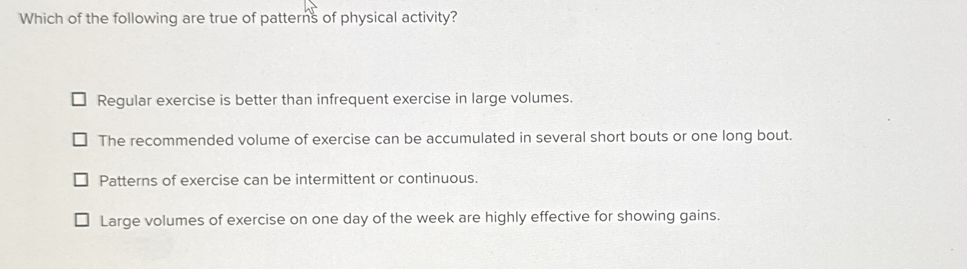 Solved Which of the following are true of patterns of | Chegg.com