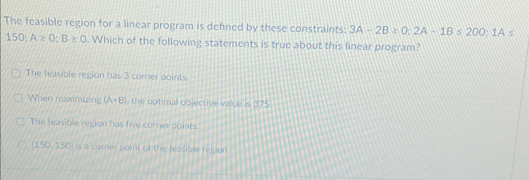 Solved The feasible region for a linear program is defined | Chegg.com