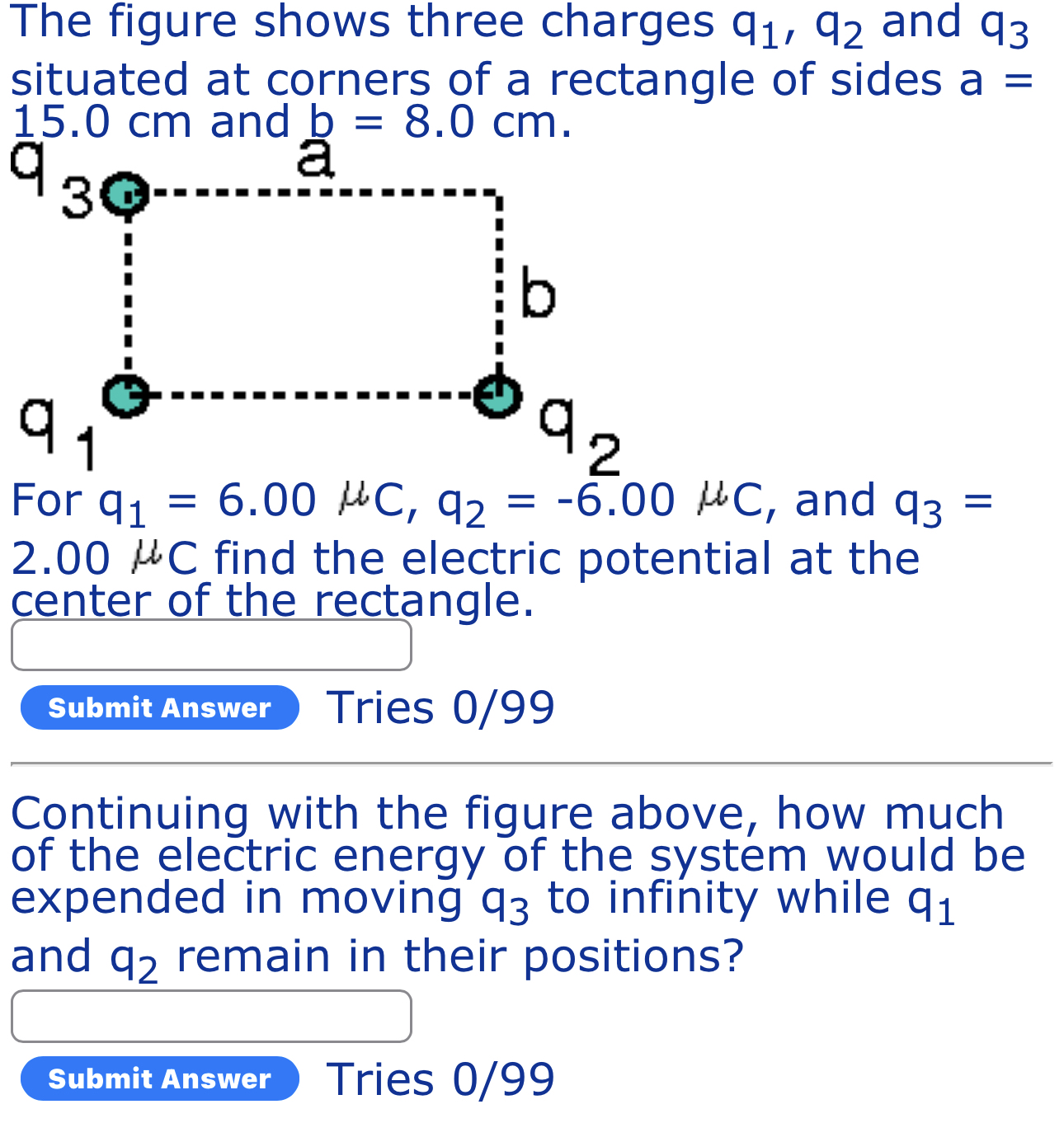 Solved The figure shows three charges q1,q2 ﻿and q3 | Chegg.com