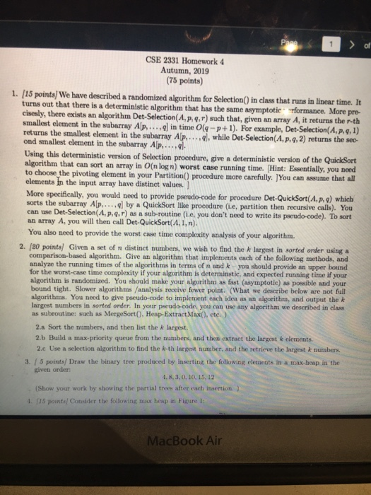 CSE 2331 Homework 4 Autumn, 2019 (75 points) 1. (15 | Chegg.com