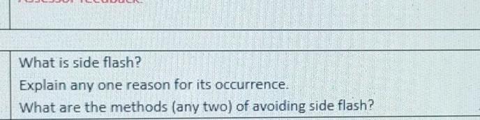 Solved What is side flash? Explain any one reason for its | Chegg.com