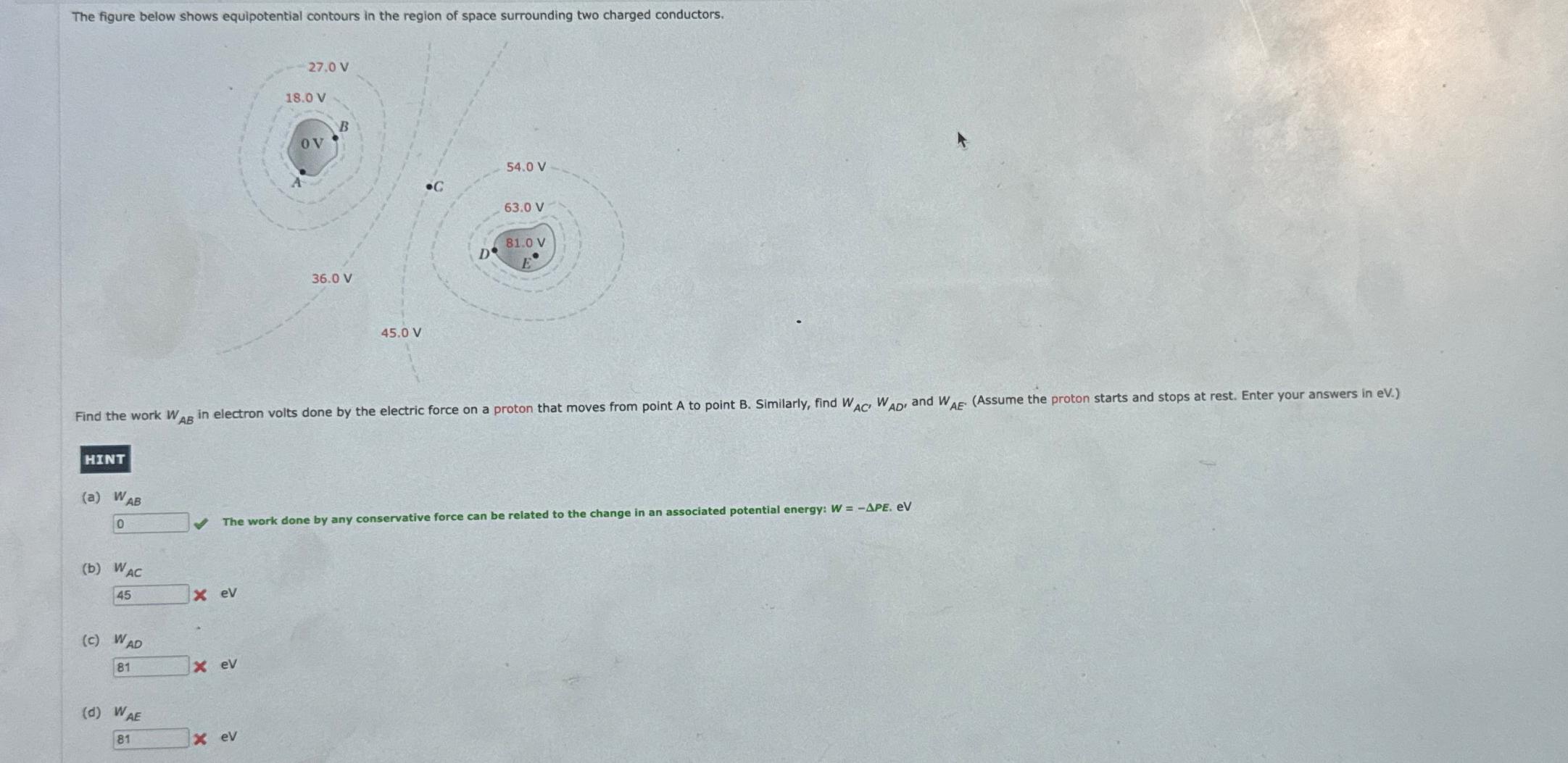 Solved The figure below shows equipotential contours in the | Chegg.com