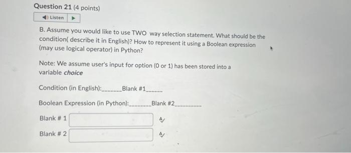 Solved Question 21 (4 points) Listen B. Assume you would | Chegg.com