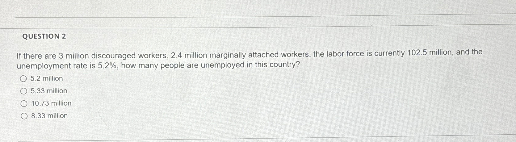 Solved QUESTION 2If there are 3 ﻿million discouraged | Chegg.com