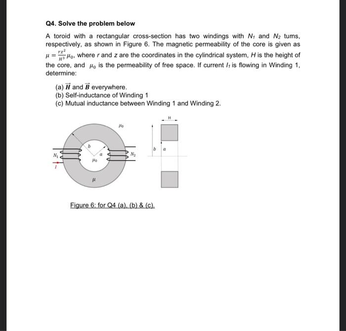Solved Q4. Solve the problem below A toroid with a | Chegg.com