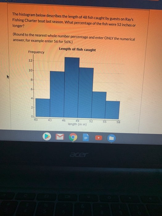 Solved The histogram below describes the length of 48 fish | Chegg.com