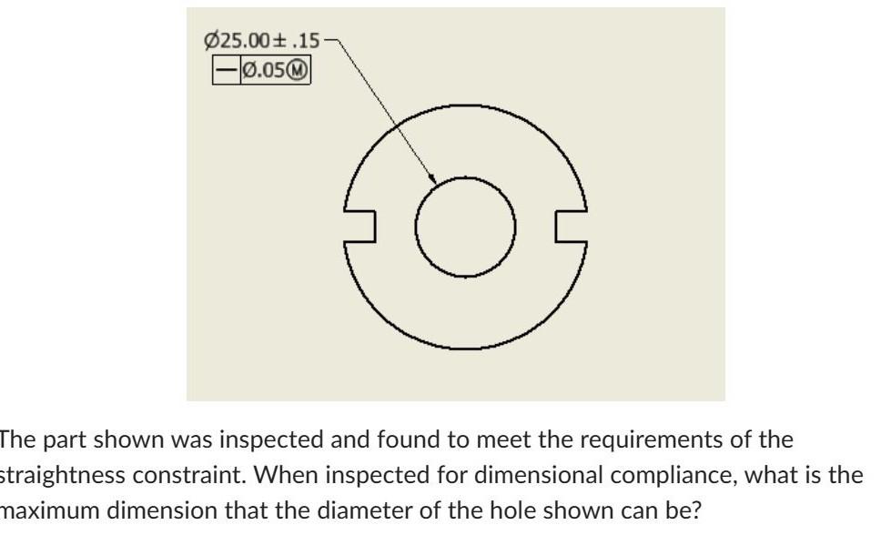 Solved The part shown was inspected and found to meet the | Chegg.com