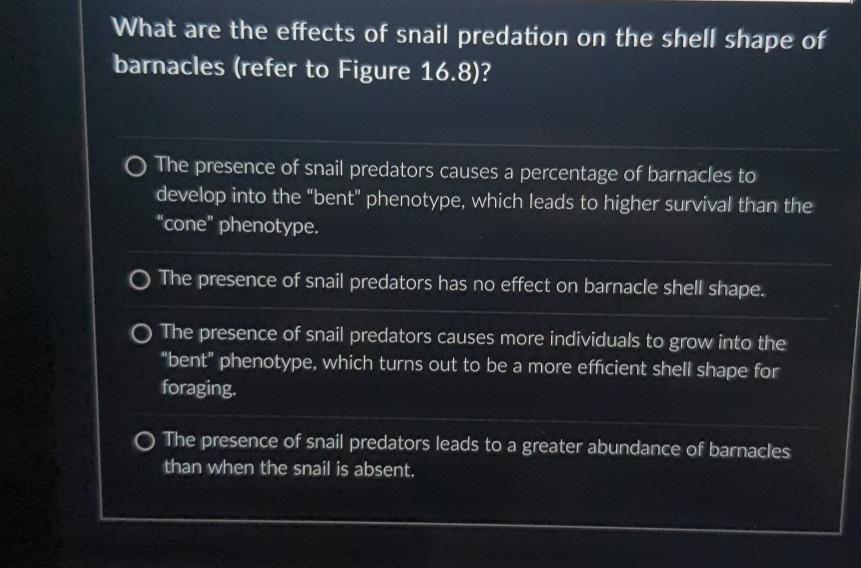 Solved What are the effects of snail predation on the shell | Chegg.com