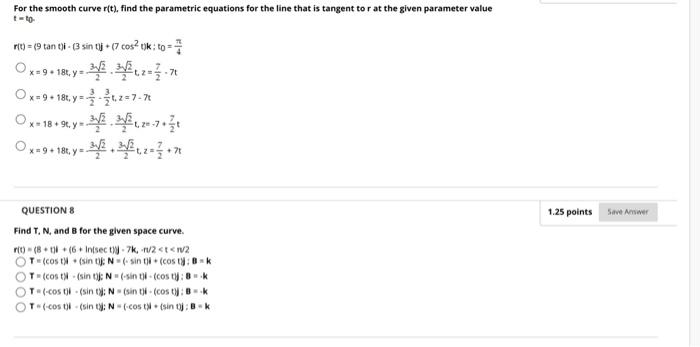 Solved For the smooth curve r(t), find the parametric | Chegg.com
